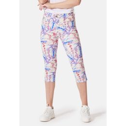 STOOKER WOMEN Damen 7/8-Hose "Print Capri Skinny Fit Jeans", bunt, Gr. 42, angeraute Sweatware, 73% Baumwolle, 25% Polyester, 2% Elasthan, Hosen,
