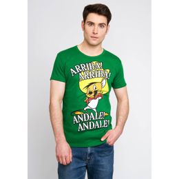 logoshirt Herren T-Shirt "Looney Tunes - Arriba Andale", gr&uuml;n, Gr. L, bedruckt, 100% Baumwolle, Shirts, mit Speedy Gonzales Aufdruck