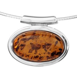 OSTSEE-SCHMUCK Damen Kette mit Anh&auml;nger "- Birte 21 mm - Silber 925/000 - Bernstein", 45, Silber 925 (Sterlingsilber), silber, Silber 925