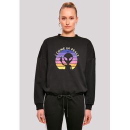 F4NT4STIC Damen Sweatshirt "Alien Peace Sunset", schwarz, Gr. XS, Obermaterial: 65% Baumwolle, 35% Polyester, Sweatshirts, Premium Qualit&auml;t