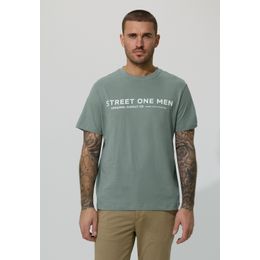 Street One MEN Herren T-Shirtdusty mint, Gr. M, bedruckt, Web, 100% Baumwolle, Shirts, aus reiner Baumwolle