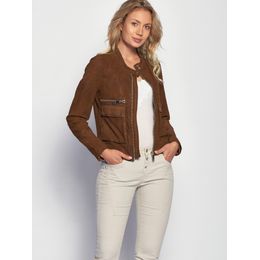 Maze Damen Lederjacke "Clermont", braun, Gr. XL, Obermaterial: 100% Lammnappaleder. Futter: 100% Polyester. &Auml;rmelfutter: 100% Polyester, Jacken