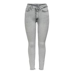 Only Damen Skinny-fit-Jeans "ONLBLUSH HW ANK RW DESTROY SKINNY DNM", grau, Gr. XS, Destroyed-Effekte, unifarben, Denim/Jeans, Obermaterial: 92%