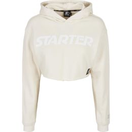 Damen Rundhalspullover "Starter Black Label Damen Ladies Starter Cropped Hoody", beige, Gr. M, STARTER Black Label, unifarben, 65% Baumwolle, 35%