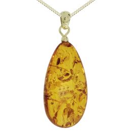 OSTSEE-SCHMUCK Damen Kette und Anh&auml;nger Set "- Tropfen ca. 30 mm lang - Gold 333/000 - Bernstein", 45, gold, Gelbgold 333, Schmuck_Sets