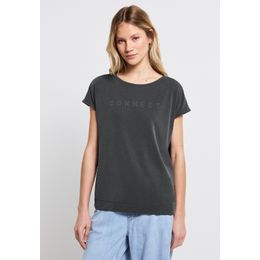 Street One Damen T-Shirt, grau, Gr. 34, unifarben, Stoff, 70% Modal, 30% Polyester, Shirts, mit Seitlichen Einschlitzen am Saum