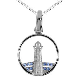 OSTSEE-SCHMUCK Damen Kette mit Anh&auml;nger "- Leuchtturm 15 mm - Silber 925/000 - Zirkonia", 40, Silber 925 (Sterlingsilber), silber, Silber 925