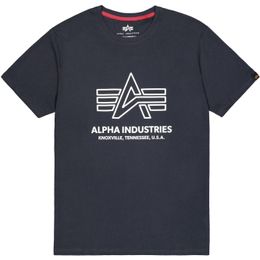 Herren Rundhalsshirt "Logo Print T", blau, Gr. XXL, Alpha Industries, bedruckt, Single Jersey, Obermaterial: 100% Baumwolle, Shirts, Baumwolle,
