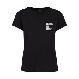 MisterTee Damen T-Shirt "MisterTee Damen Ladies Waiting For Friday Box Tee", schwarz, Gr. 5XL, bedruckt, 100% Baumwolle, Shirts