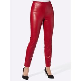 Lady Damen Lederimitathose, rot, Gr. 24, unifarben, 100% Polyurethan, Innenseite:100% Polyester, Hosen