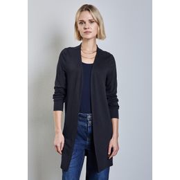 Street One Damen Cardigan, blau, Gr. 36, unifarben, Stoff, 82% Viskose, 15% Polyester, 3% Elasthan, Strickjacken, verschlusslos