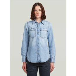 G-Star Raw G-STAR Damen Langarmshirt "Slim Western Hemd", blau, Gr. L, Obermaterial: 100% Baumwolle, Shirts