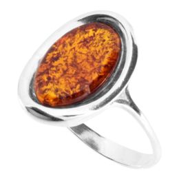 OSTSEE-SCHMUCK Damen Fingerring "- Erlana - Silber 925/000 - Bernstein", 62, silber, Fingerringe