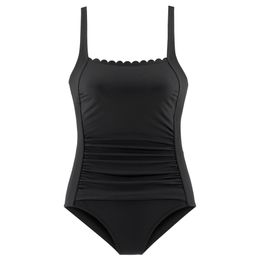 Lascana Damen Badeanzug "Camilla", schwarz-wei&szlig;, Gr. 54, kontrastfarbene Details, unifarben, Polyamid, Badeanz&uuml;ge, mit Miedereinsatz, eingearbeitete