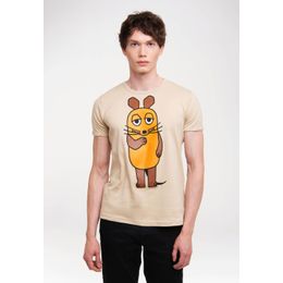 logoshirt Herren T-Shirt "Die Sendung mit der Maus", beige, Gr. M, bedruckt, 100% Baumwolle, Shirts, mit lizenziertem Originaldesign
