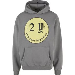 2Y STUDIOS Herren Kapuzenpullover "2Y Studios Herren Smiley Oversize Hoodie", grau, Gr. XS, mehrfarbig, 70% Baumwolle, 30% Polyester, Pullover