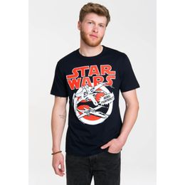 logoshirt Herren T-Shirt "X-Wings - Krieg der Sterne", blau, Gr. L, bedruckt, 100% Baumwolle, Shirts, mit coolem Frontdruck