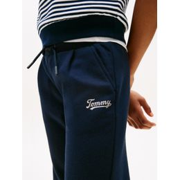Tommy Hilfiger M&auml;dchen Sweathose "TOMMY SCRIPT SWEATPANT", blau, Gr. 3, unifarben, Sweatware, Obermaterial: 80% Baumwolle, 20% Polyester, Hosen, f&uuml;r