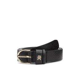 Tommy Hilfiger Damen Lederg&uuml;rtel "EFFORTLESS 2.5 MONO"schwarz, Gr. 90, unifarben, Web, Rindsleder, G&uuml;rtel, Gr&ouml;&szlig;enverstellbar durch Schnalle