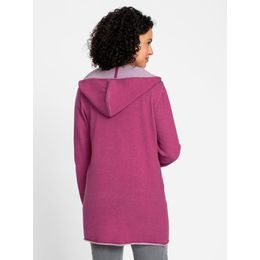 Inspirationen Damen Longstrickjacke, lila, Gr. 42, unifarben, 100% Baumwolle, Strickjacken