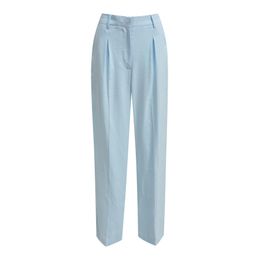 Milano Italy Damen B&uuml;gelfaltenhose, blau, Gr. 44, unifarben, Web, Material: 90% Modal, 10% Polyester, Hosen