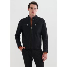 Pierre Cardin Herren Outdoorjacke, schwarz, Gr. XL, unifarben, 100% Polyester, Jacken, im angesagten Biker-Look