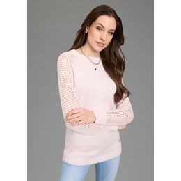 Bruno Banani Damen Strickpullover, rosa, Gr. 44, unifarben, Strick, Obermaterial: 50% Baumwolle, 50% Polyacryl, Pullover, aus Baumwolle mit &Auml;rmel in