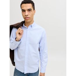 Jack & Jones JACK & JONES Herren Langarmhemd "JPRBLUHARVEY OXFORD L/S SHIRT SN", blau, Gr. XXL, unifarben, Web, Obermaterial: 100% Baumwolle, Hemden, Baumwolle,