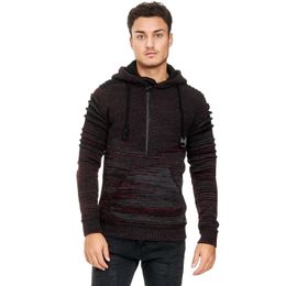Rusty Neal Herren Kapuzensweatshirt, rot, Gr. L, unifarben, 70% Polyacryl, 30% Baumwolle, Sweatshirts, in modernem Strickdesign