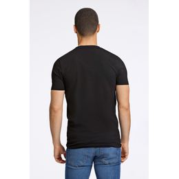 LINDBERGH Herren T-Shirt, schwarz, Gr. M, unifarben, Single Jersey, Obermaterial: 95% Baumwolle, 5% Elasthan, Shirts, mit V-Ausschnitt
