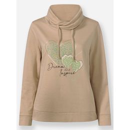 Inspirationen Damen Sweatshirt, gr&uuml;n, Gr. 44, bedruckt, gemustert, mehrfarbig, 100% Baumwolle, Sweatshirts
