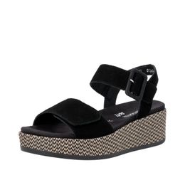 Remonte Damen Plateausandaletten, Gr. 38schwarz, Ziegenveloursleder, unifarben, Schuhe, Sommerschuh, Sandale mit praktischen Klettverschl&uuml;ssen