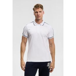CAMP DAVID Herren Poloshirtwei&szlig;, Gr. S, bedruckt, Single Jersey, Material: 95% Baumwolle, 5% Elasthan, Shirts, mit reflektierenden Details