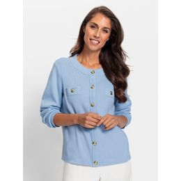 Heine Damen Cardigan, blau, Gr. 42, unifarben, 100% Baumwolle, Strickjacken