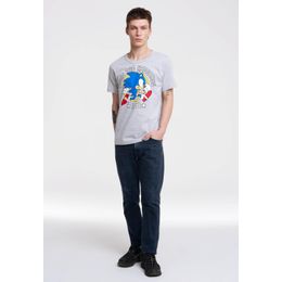 logoshirt Herren T-Shirt "Sonic the Hedgehog 1991", grau, Gr. L, bedruckt, meliert, 95% Baumwolle, 5% Viskose, Shirts, mit Retro-Print