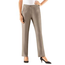 COME ON Damen B&uuml;gelfaltenhose, grau, Gr. 23, meliert, unifarben, 65% Polyester, 32% Viskose, 3% Elasthan, Hosen