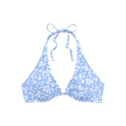 Vivance Damen B&uuml;gel-Bikini-Top "Leni", blau, Gr. 44, bedruckt, floral, Microfaser, Bikini-Oberteile, mit gelaserter Wellenkante