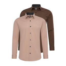 Rusty Neal Herren Langarmhemd, beige, Gr. M, unifarben, 60% Baumwolle, 37% Polyester, 3% Elasthan, Hemden, im Slim-Fit geschnitten