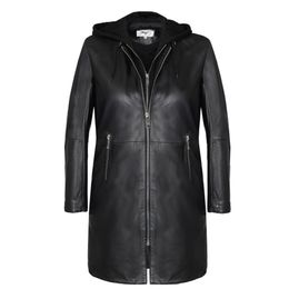 Maze Damen Langjacke "42021316", schwarz, Gr. 42, Obermaterial: 100% Lammleder. Futter: 100% Baumwolle. &Auml;rmelfutter: 100% Polyester. Kapuze: 55%