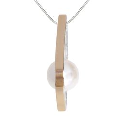 OSTSEE-SCHMUCK Damen Kette mit Anh&auml;nger "- Gleiter-Sunny Exklusiv - Silber 925/000 & Gold 585/000 - Zuchtperle", 42, Silber 925 (Sterlingsilber),