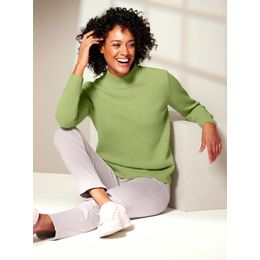 Damen Wollpullover "Merino-Kaschmir-Pullover", gr&uuml;n, Gr. 46, CREATION L PREMIUM, meliert, unifarben, 80% Schurwolle, 20% Kaschmir, Pullover