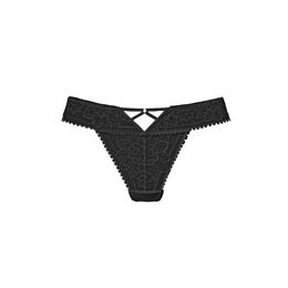 Lascana Damen String, Gr. 48, schwarz, Spitze, Obermaterial: 90% Polyamid, 10% Elasthan, Unterhosen, mit edlem Cut-Out aus floraler Jacquardspitze