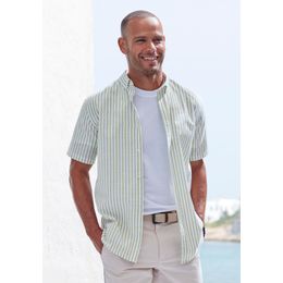 John Devin Herren Kurzarmhemd "Regular Fit", gr&uuml;n, Gr. XL, gestreift, Web, Obermaterial: 100% Baumwolle, Hemden, Streifenhemd mit Button-down-Kragen