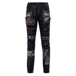 Cipo & Baxx CIPO & BAXX Herren 5-Pocket-Jeans "Jeans", schwarz, Gr. 31, gemustert, 98% Baumwolle, 2% Elasthan, Jeans, im trendigen Design