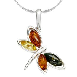 OSTSEE-SCHMUCK Damen Kette mit Anh&auml;nger "- Schmetterling - Silber 925/000 - Bernstein", 45, Silber 925 (Sterlingsilber), silber, Silber 925