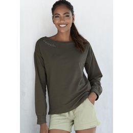 Damen Sweatshirt, BENCH. LOUNGEWEAR, Gr. 44, gr&uuml;n, angeraute Sweatware, Obermaterial: 95% Baumwolle, 5% Elasthan, unifarben, Basic, Sweatshirts, mit