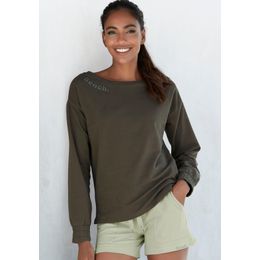 Damen Sweatshirt, BENCH. LOUNGEWEAR, Gr. 40, gr&uuml;n, angeraute Sweatware, Obermaterial: 95% Baumwolle, 5% Elasthan, unifarben, Basic, Sweatshirts, mit
