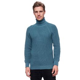 Rusty Neal Herren Rollkragenpullover, blau, Gr. L, unifarben, 50% Baumwolle, 50% Polyacryl, Pullover, mit kuscheligem Rollkragen