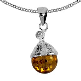 OSTSEE-SCHMUCK Damen Kette mit Anh&auml;nger "- Mia - Silber 925/000 - Bernstein/Zirk.", 45, Silber 925 (Sterlingsilber), silber, Silber 925
