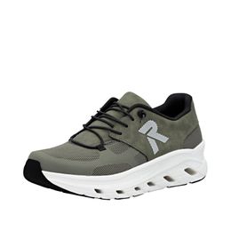 RIEKER SPORT Herren Slip-On Sneaker, Gr. 44, gr&uuml;n, Mesh, Nubuklederimitat, Schuhe, Freizeitsneaker, Halbschuh, Schlupfschuh mit gepolstertem